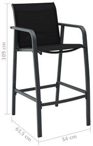 Zahradní barové židle 4 ks černé textilen,  48117
