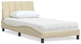Postel s matrací Hanko krémová 100 x 200 cm textil 3310515