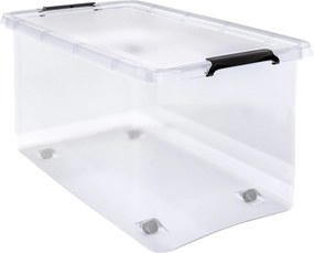 Deuba Úložný box s víkem a kolečky 60 l – průhledný, 60×40×35 cm