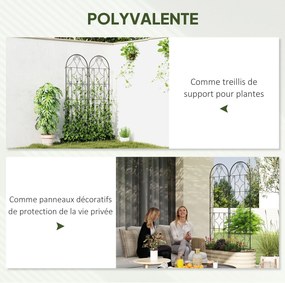Outsunny Horolezecká Podpora s Nepravidelným Vzorem, Sada 2, Zahradní Mřížka pro Zeleninu, Viny, Květy, Kov, 50 x 180 cm, Černá