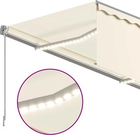 Ručně zatahovací markýza s roletou a LED 3,5 x 2,5 m krémová 3069402