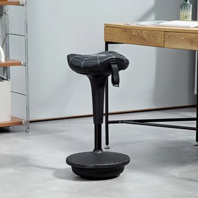 Vinsetto ergonomická otočná sedlová stolička — výškově nastavitelná 65,5–83,5 cm, náklon 120°, protiskluzová, černá