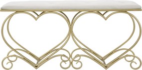 Lavice Heart 105 cm samet zlatá/krémová