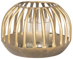 Zlatá kovová lucerna Lucette – 	Ø 15*10 cm