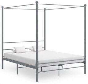 Rám postele s nebesy šedý kovový 160 x 200 cm