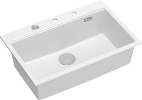 Bílý kuchyňský granitový dřez QUADRON Marc 110 s příslušenstvím bez baterie