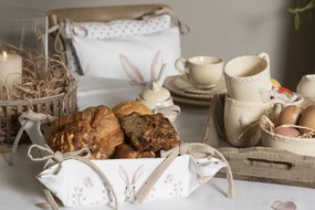 Bavlněný košík na pečivo s velikonočním motivem Rustic Easter Bunny - 35*35*8 cm
