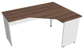 Stůl ergo levý 160*120 cm - Hobis Gate GEV 60 L Dekor stolové desky: ořech, Dekor lamino podnože: bílá, Barva nohy: stříbrná
