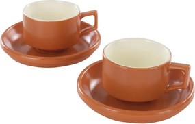 Oranžové keramické šálky v sadě 4 ks s podšálkem 300 ml Thelma – Jotex