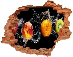 Wallmuralia Nálepka 3D díra na zeď Ovoce a voda 90x70 cm