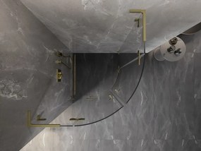 Mexen Lunar, L výklopný půlkruhový sprchový kout 80 x 80 cm, 8mm čiré sklo, zlatý matný profil, 833L-080L-080P-55-00