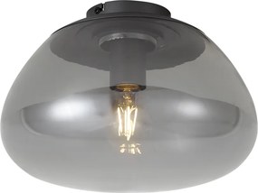 Designové stropní svítidlo kovově šedé s kouřovým sklem - Giselle