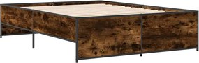 Rám postele kouřový dub 135 x 190 cm kompozitní dřevo a kov 3279904