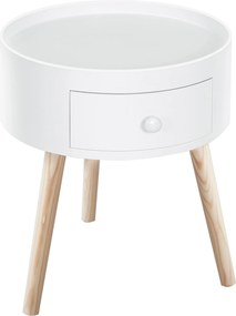 HOMCOM konferenční stolek se zásuvkou kulatý odkládací stolek konferenční stolek s nosností do 50 kg 38x38x45cm v bílé barvě do obývacího pokoje a lo…