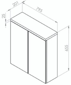 BPS-koupelny Zrcadlová skříňka bez osvětlení Orion L 80 ZS