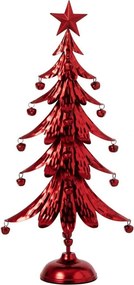 Červený kovový stromek s rolničkami Christmas Tree L – 25,5*11,5*56 cm