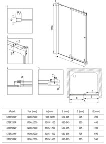 Deante Kerria Plus sprchové dveře 160 cm posuvné chrom lesk/průhledné sklo KTSP016P