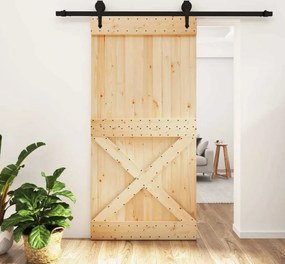 vidaXL Posuvné dveře s kováním 100 x 210 cm masivní borové dřevo [3203247]