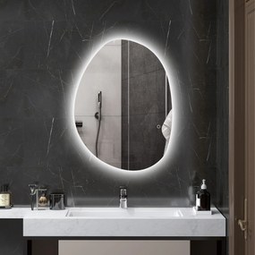 HOMCOM Koupelnové zrcadlo s LED osvětlením a nastavitelnou barvou a teplotou, z tvrzeného skla, 80x5x60 cm, stříbrná
