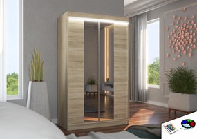 ADRK Furniture Posuvná skříň se zrcadlem a LED osvětlením MARVIN 120 ADRK-SW-MAR-S-120+L