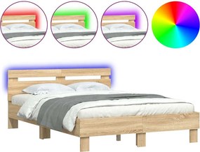 Rám postele s čelem a LED osvětlením dub sonoma 120 x 200 cm 3207555