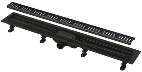 Alca - Sprchový žlab Simple 55 cm, s okrajem pro perforovaný rošt, včetně roštu, černá mat APZ10BLACK-550M