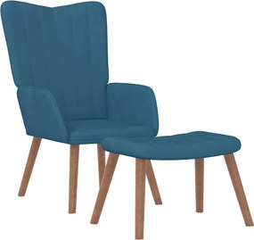 Relaxační křeslo se stoličkou modré samet 327676