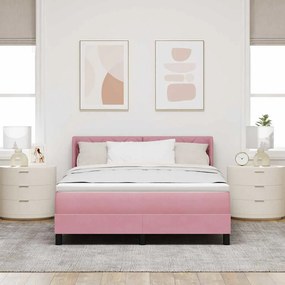 Postel s boxspringem s čelo Růžová 200 x 160 cm samet 3341533