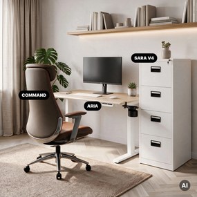 Elektrický stůl s nastavitelnou výškou ergonomický bílý/dub sonoma,1200x600 mm: ARIA