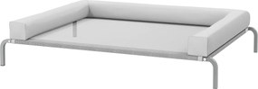PawHut Vzdušný Elevated Dog Bed s Odnímatelnými Výztuhami Velký Přenosný Prodyšný Síťový Ocelový Rám pro Interiér i Exteriér 130x89x30 cm Světlá šedá