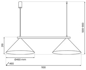 Závěsné svítidlo Capital, 2x zelené kovové stínítko, (fi 46cm), gr