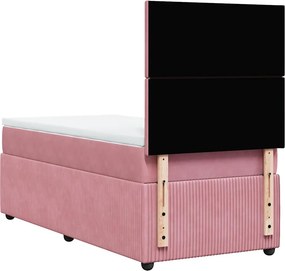 Box spring postel s matrací růžová 90x190 cm samet 3292213