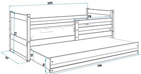 Postel s přistýlkou Riky II 90x200 bílá/modrá