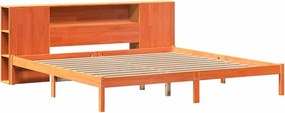 Postel s knihovnou bez matrace 200 x 200 cm masivní borovice 3321558
