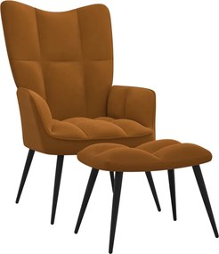 vidaXL Relaxační křeslo se stoličkou samet [328089] Barva: Hnědá