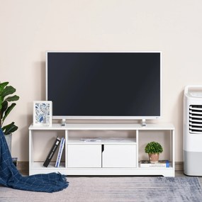 HOMCOM TV Stánek pro TV do 42" Moderní TV Stánek s Dvojitými Dveřmi a 3 Otevřenými Přihrádkami 120x30x41cm Bílý