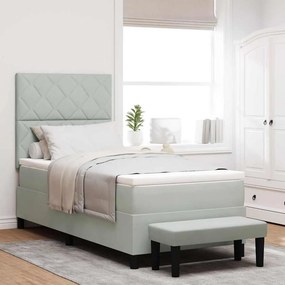 Postel s boxspringem s čelo Světle šedá 190 x 90 cm samet 3344546