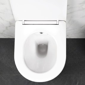 Závěsný WC komplet bez příruby s funkcí bidetu REA CARLO LUX RIMLESS, včetně SoftClose sedátka, bílá