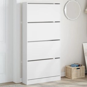 Botník se 4 výklopnými zásuvkami bílý 80 x 21 x 163,5 cm 3214364