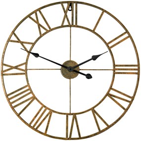 Tutumi, kovové nástěnné retro hodiny 60cm MCT20T-60, zlatá, ZEG-08751
