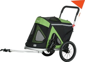 PawHut 2-in-1 cyklo vozík pro psy, kočárek pro domácí zvířata s bezpečnostním vodítkem, kočárek pro psy s reflexními plochami a tlumiči nárazů pro stř