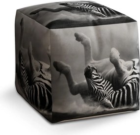 Sablio Taburet Cube Válející se zebra - 60x60x60 cm