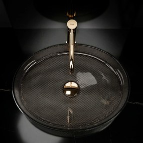 Skleněné umyvadlo na desku REA MIRELLA BLACK 49,5x38 cm, černé