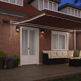 Ručně zatahovací markýza s LED hnědá 500 x 300 cm 3215383