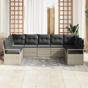 Set pohovek 9 ks Světle šedá polyratan 3346542