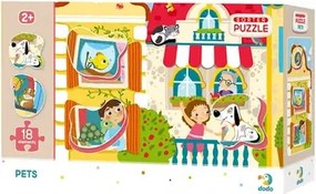 DODO Puzzle s vkládačkou Mazlíčci / 18 dílků / 45 x 31 cm