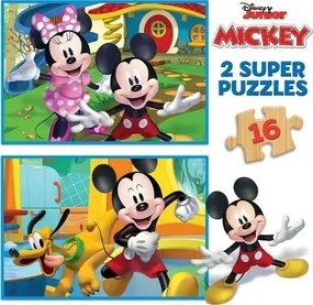 EDUCA Dřevěné puzzle Mickey a Minnie / 2x16 dílků / od 3 let