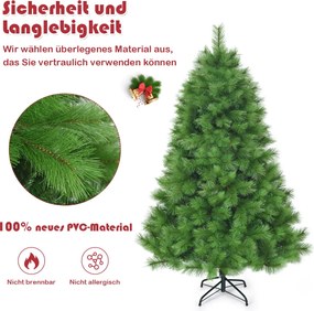 Costway 180 cm Umělý vánoční stromeček PVC jehly Umělý stromeček s kovovým