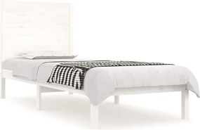Rám postele bílý masivní dřevo 75 x 190 cm malé jednolůžko 3104569