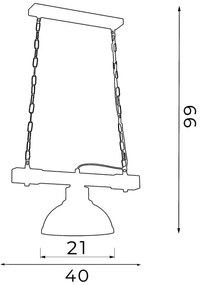 Lustr na řetězu HAKON 1xE27/60W/230V světlá